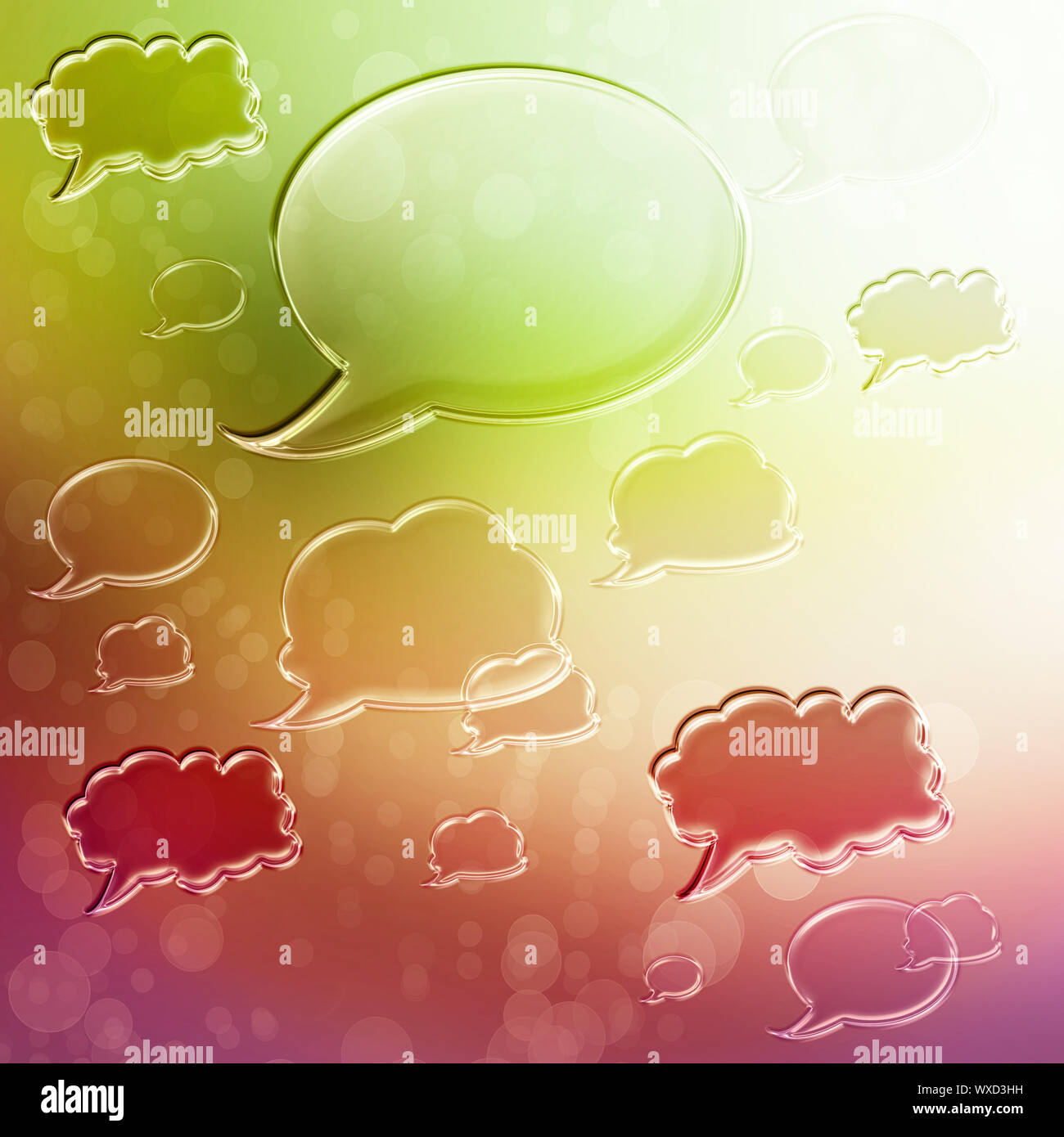 Multiple red speech bubbles on gradient background Stock Photo - Alamy