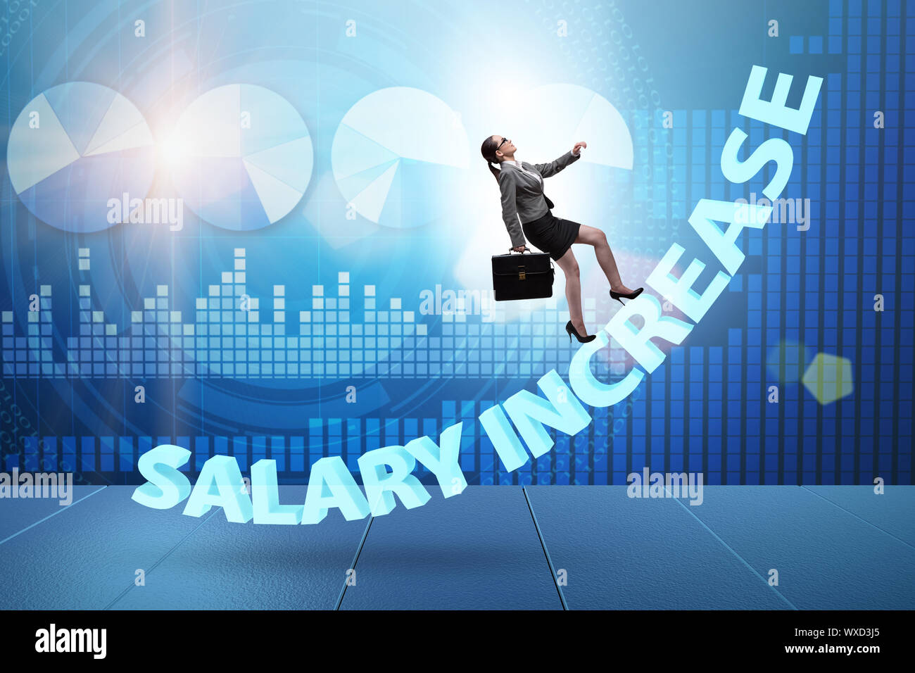 Employee in salary increase concept Stock Photo - Alamy