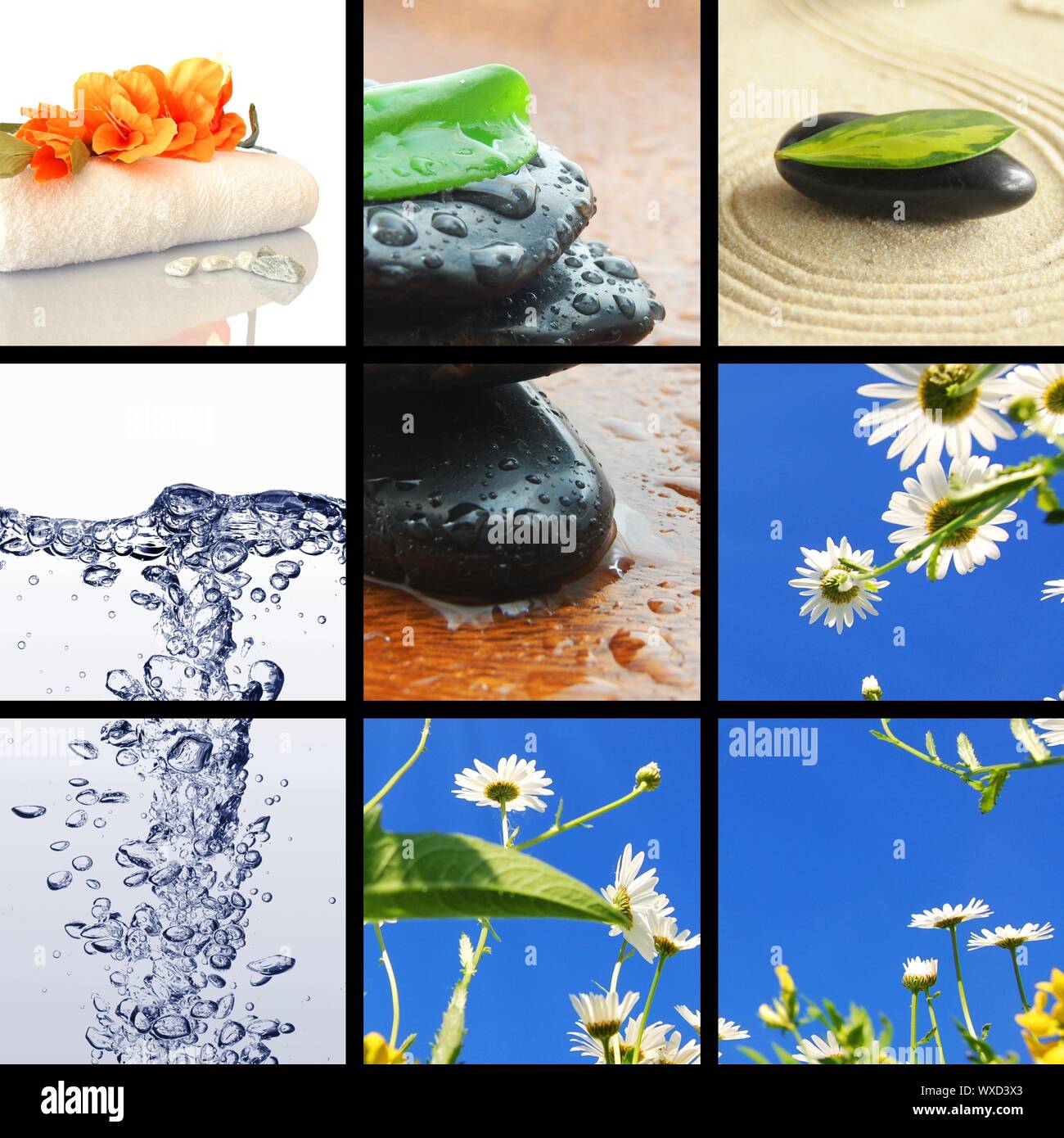 spa collage or collection with stone candle and water images Stock ...