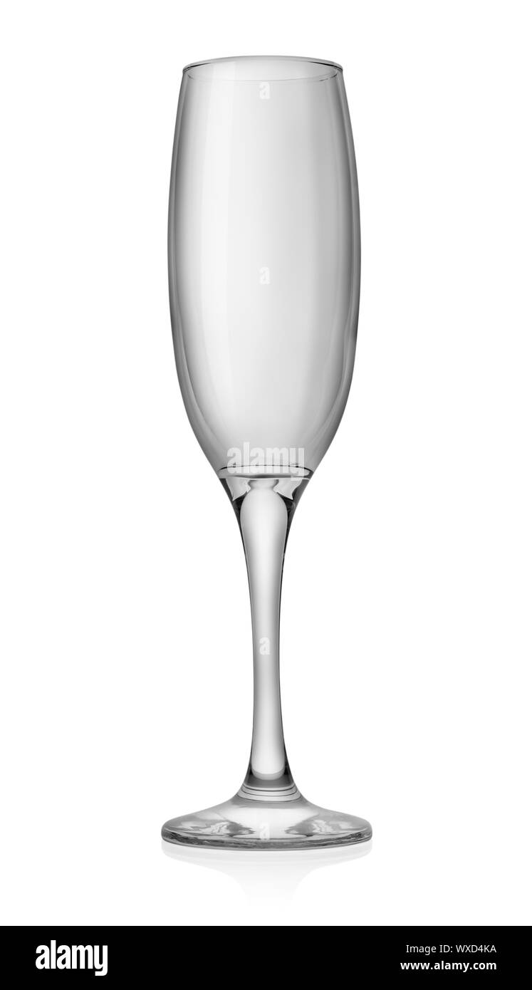 Empty champagne glass isolated on a white background Stock Photo - Alamy