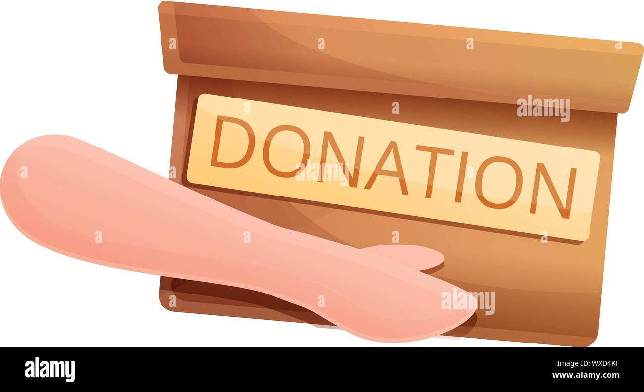 Donation carton box icon. Cartoon of donation carton box vector icon ...
