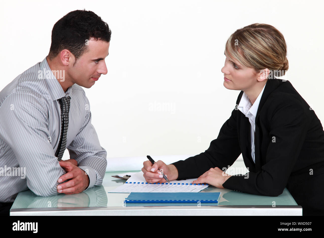 Applicant and recruiter Stock Photo - Alamy