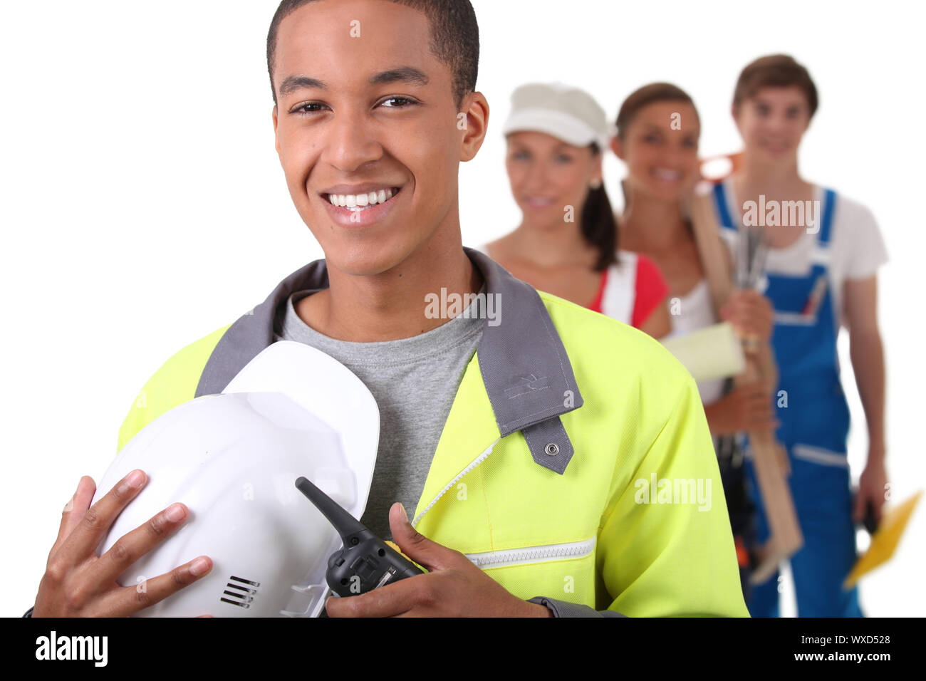 Four people from different trades Stock Photo - Alamy