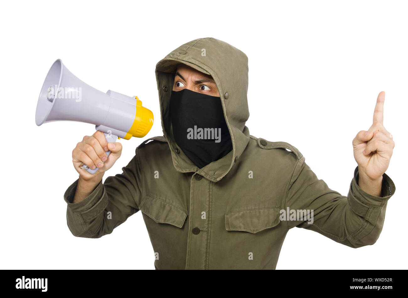 Criminal wearing mask isolated on white Stock Photo - Alamy