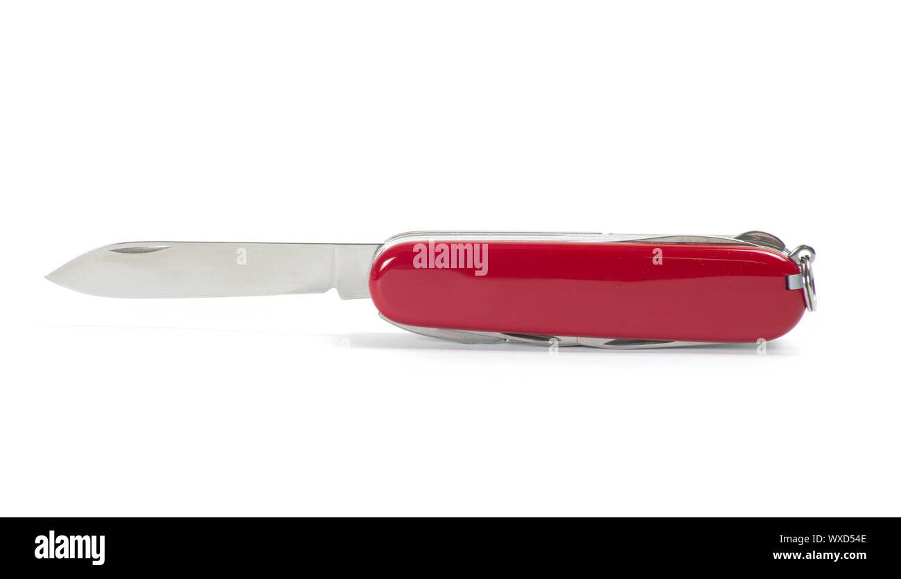 red knife isolated on white background Stock Photo - Alamy
