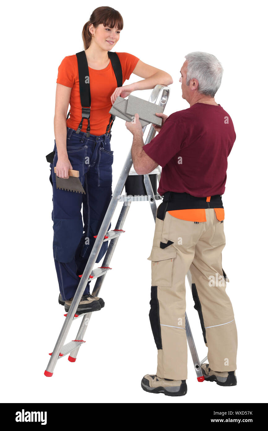 Installation of tiling Stock Photo - Alamy