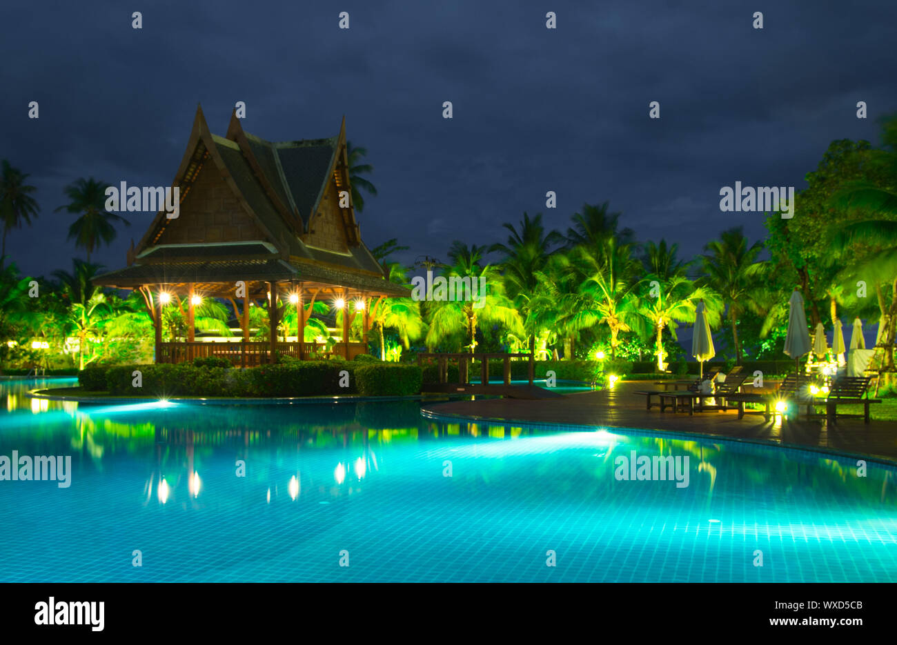 swimming pool in night illumination Stock Photo - Alamy