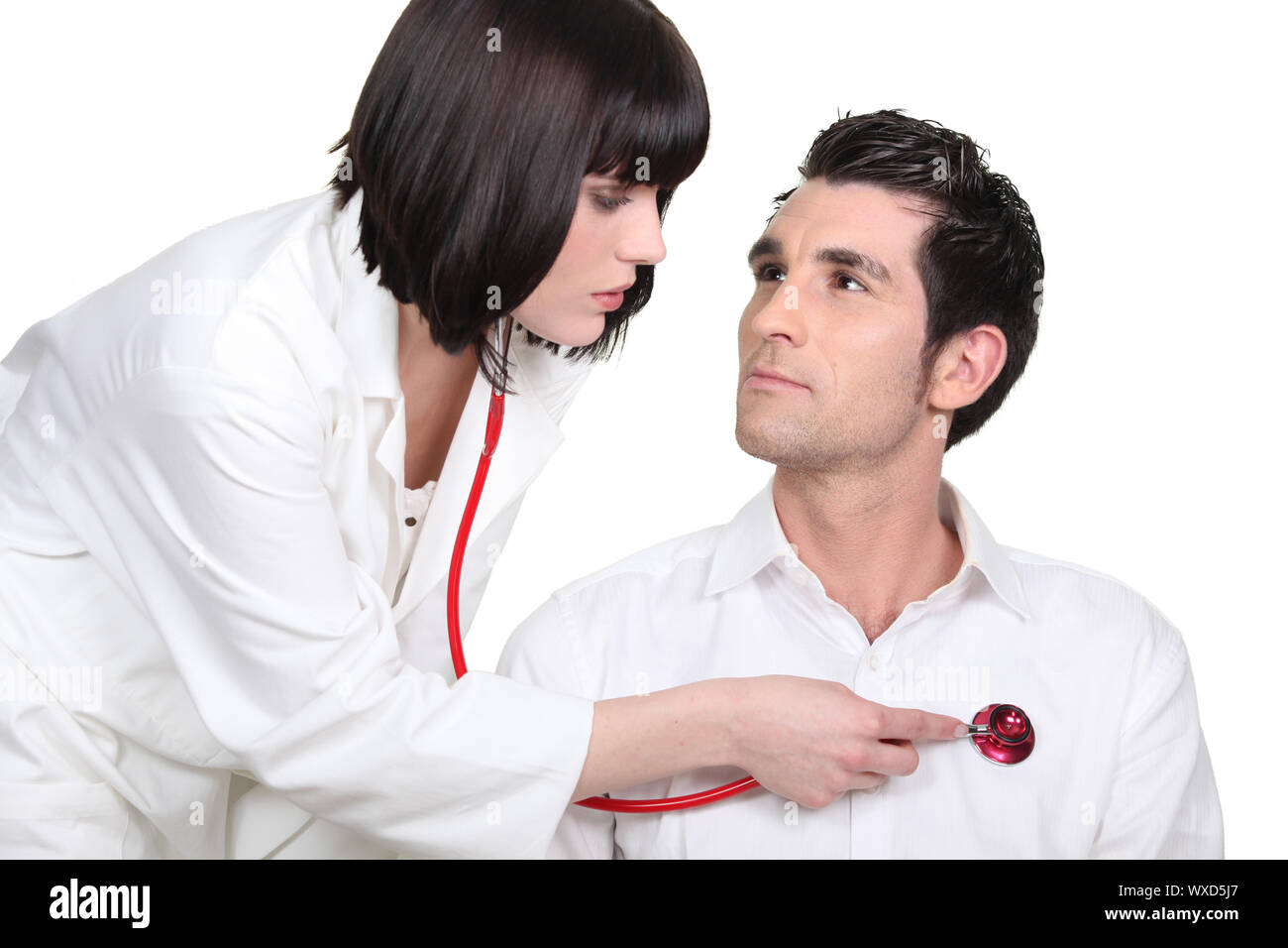 Female doctor measuring heart-rate Stock Photo - Alamy