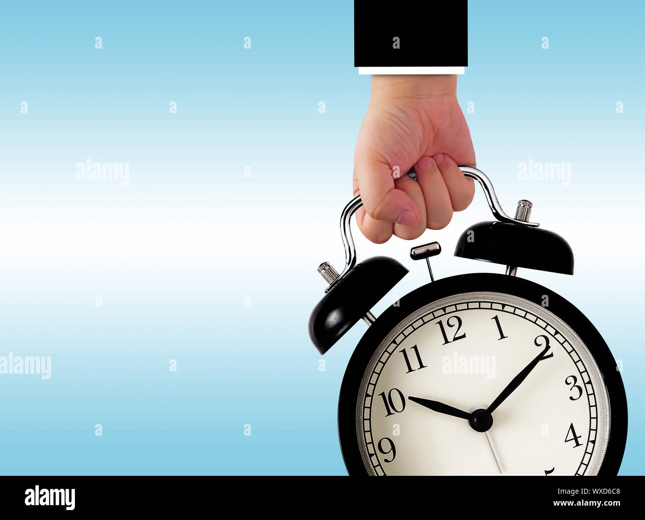 Time management concept, business planning, hand holding alarm clock ...