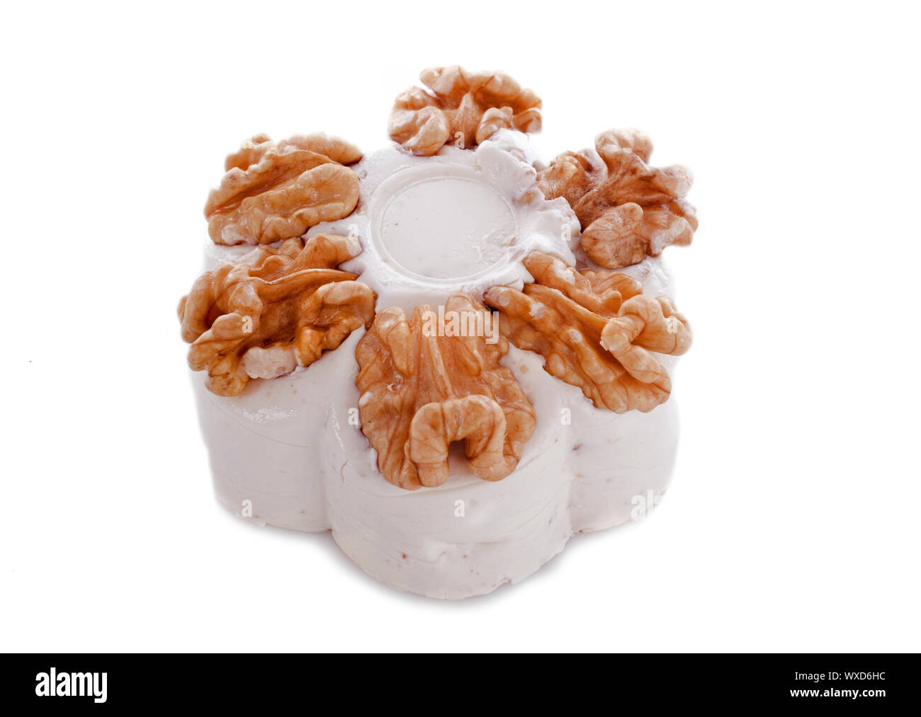 walnut cheese in front of white background Stock Photo - Alamy