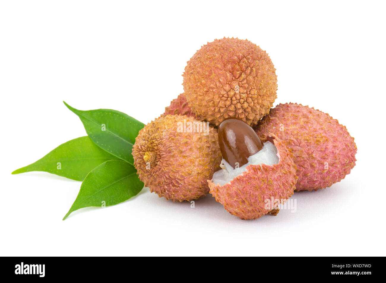 fresh lychees on white background Stock Photo - Alamy