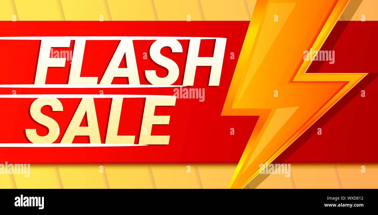 Lightning bolt flash sale concept banner. Cartoon illustration of ...