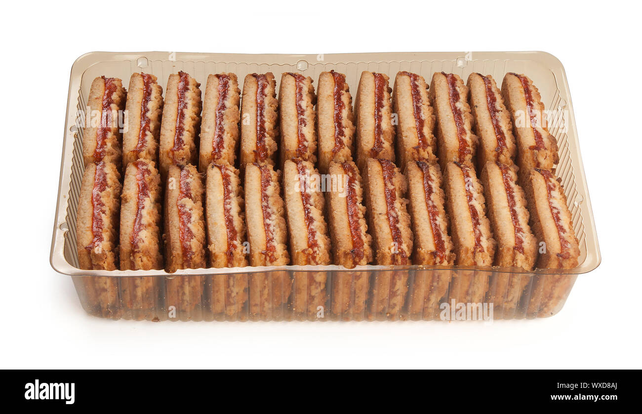 Cookies in plastic package on the white background Stock Photo - Alamy