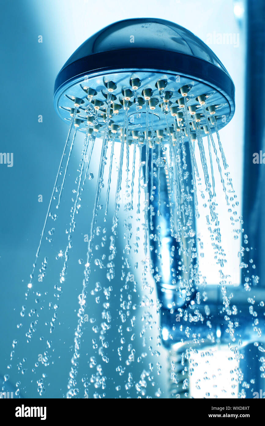 fresh shower clean blue water jet Stock Photo - Alamy