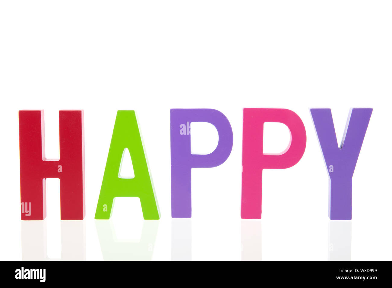 colorful word happy isolated over white background Stock Photo - Alamy