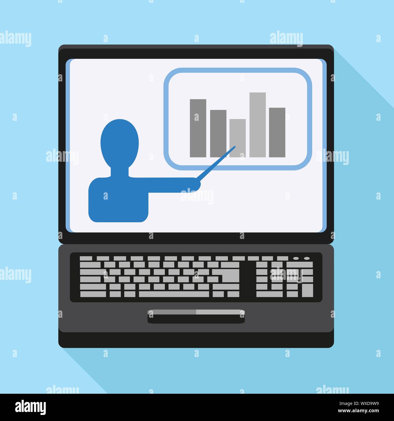Laptop webinar icon. Flat illustration of laptop webinar vector icon ...