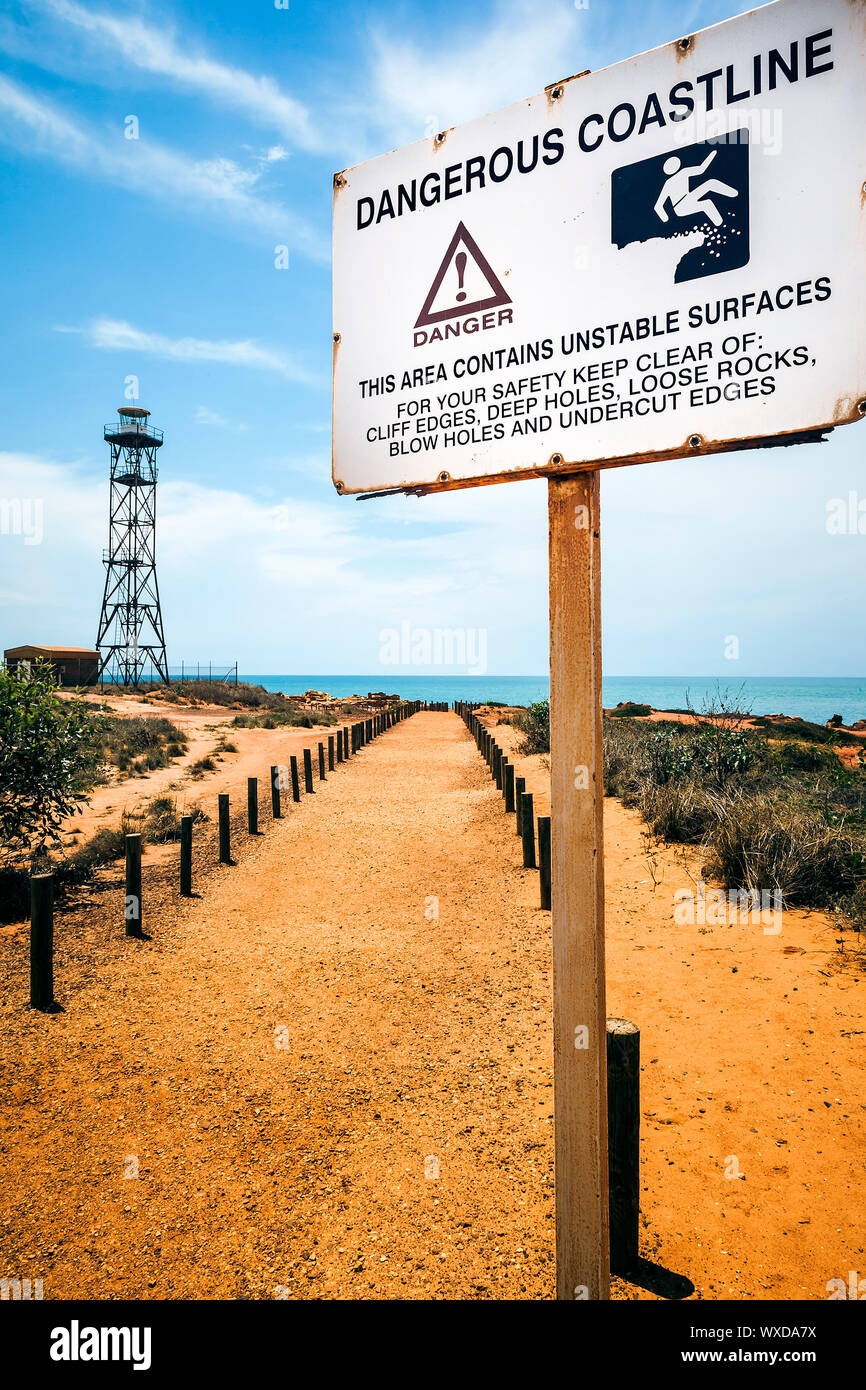 An image of the nice scenery of Broome Australia with warning sign ...