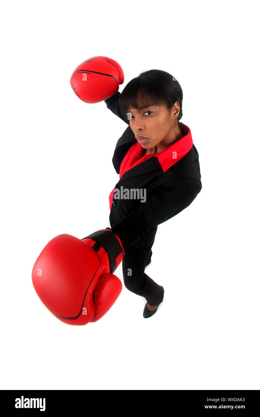 Female office worker boxing Stock Photo - Alamy