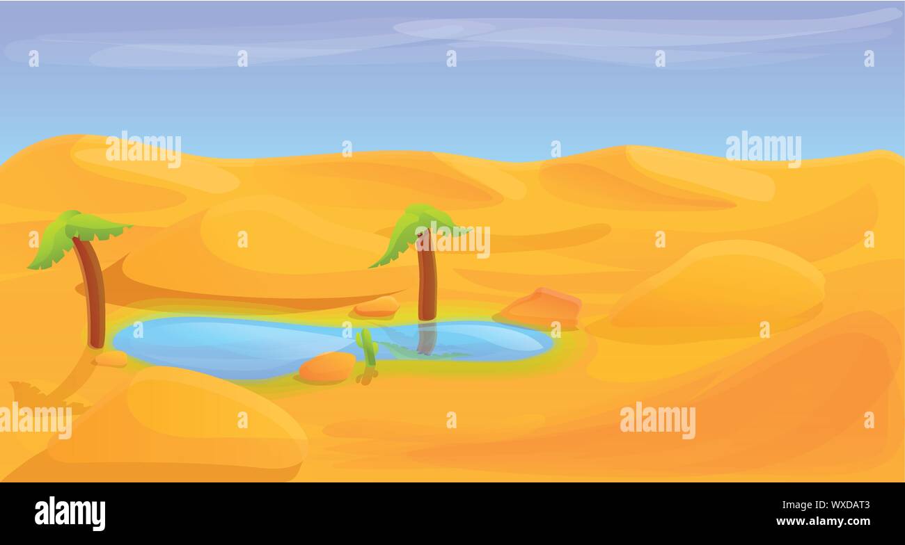 Desert lake concept banner. Cartoon illustration of desert lake vector ...