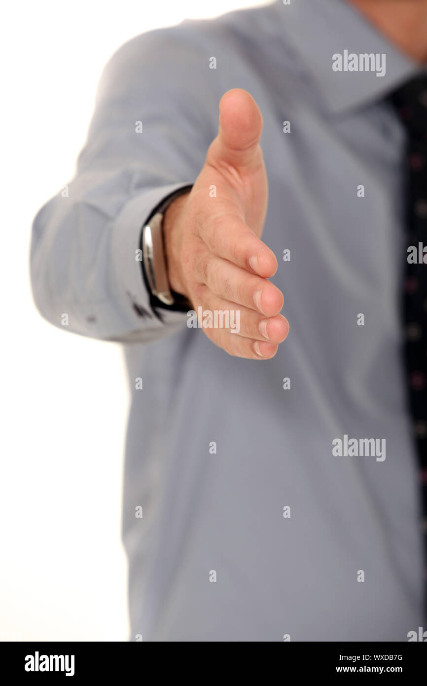 Man stretching his hand to greet Stock Photo - Alamy
