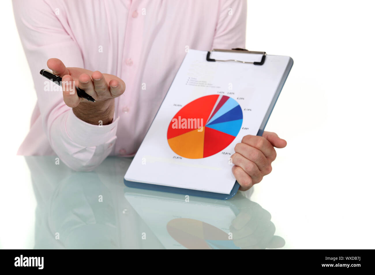 businessman showing pie chart at meeting Stock Photo - Alamy