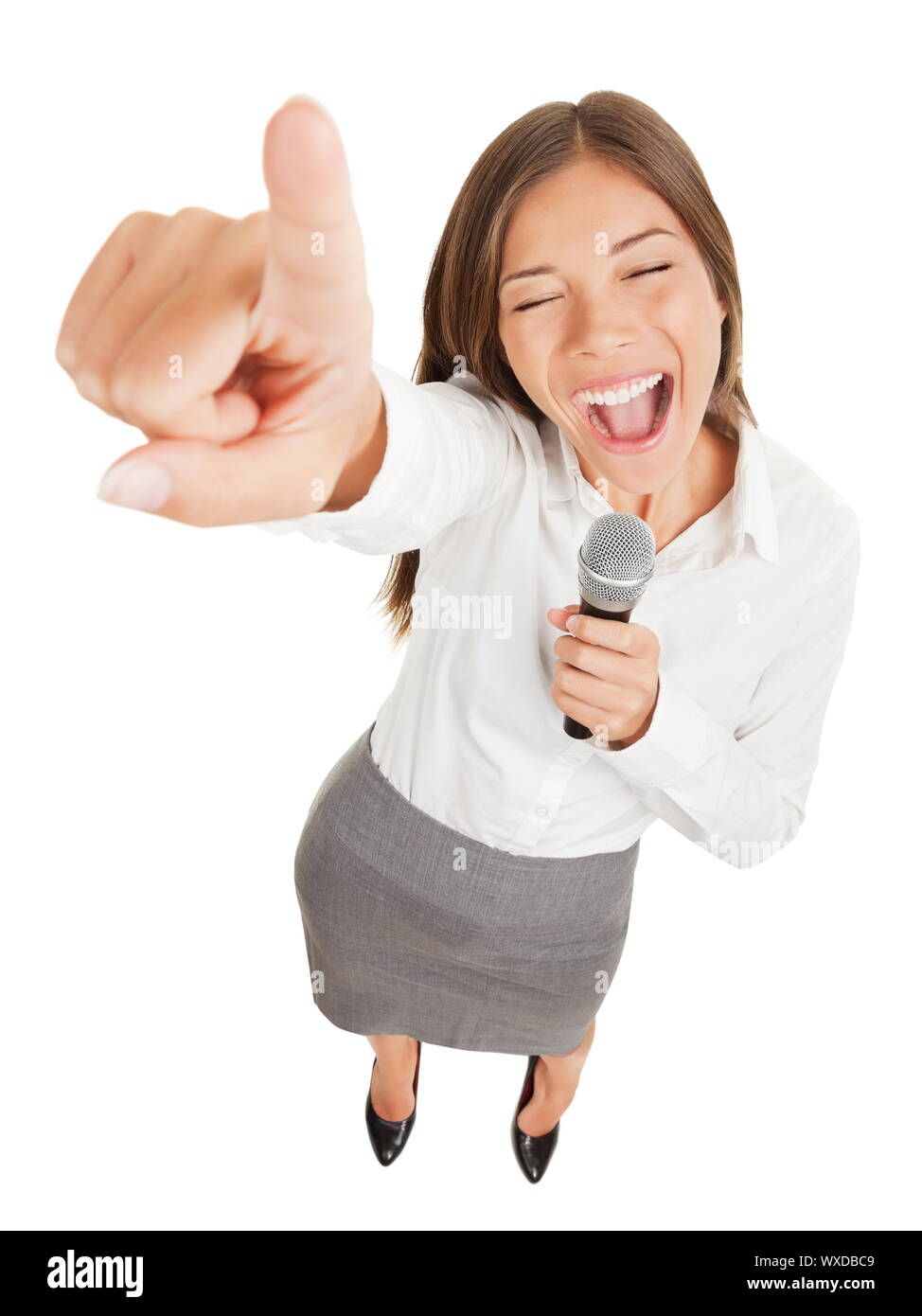 Female singer microphone full body Cut Out Stock Images & Pictures - Alamy