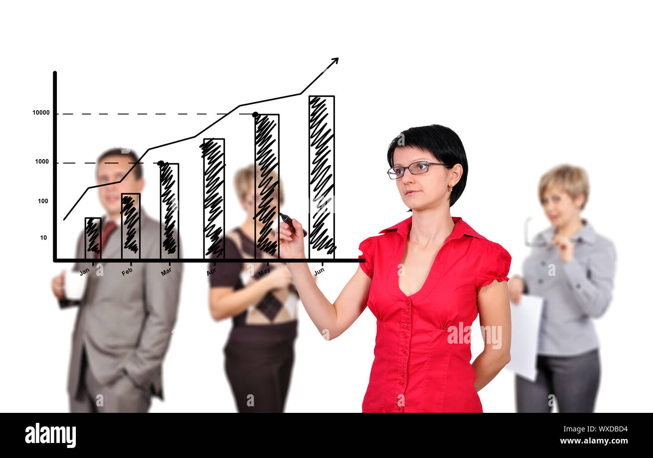 Woman drawing increase diagram hi-res stock photography and images - Alamy