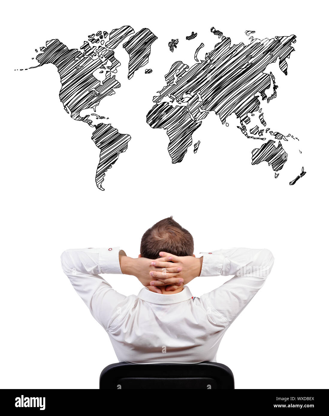 businessman looking at world map Stock Photo - Alamy