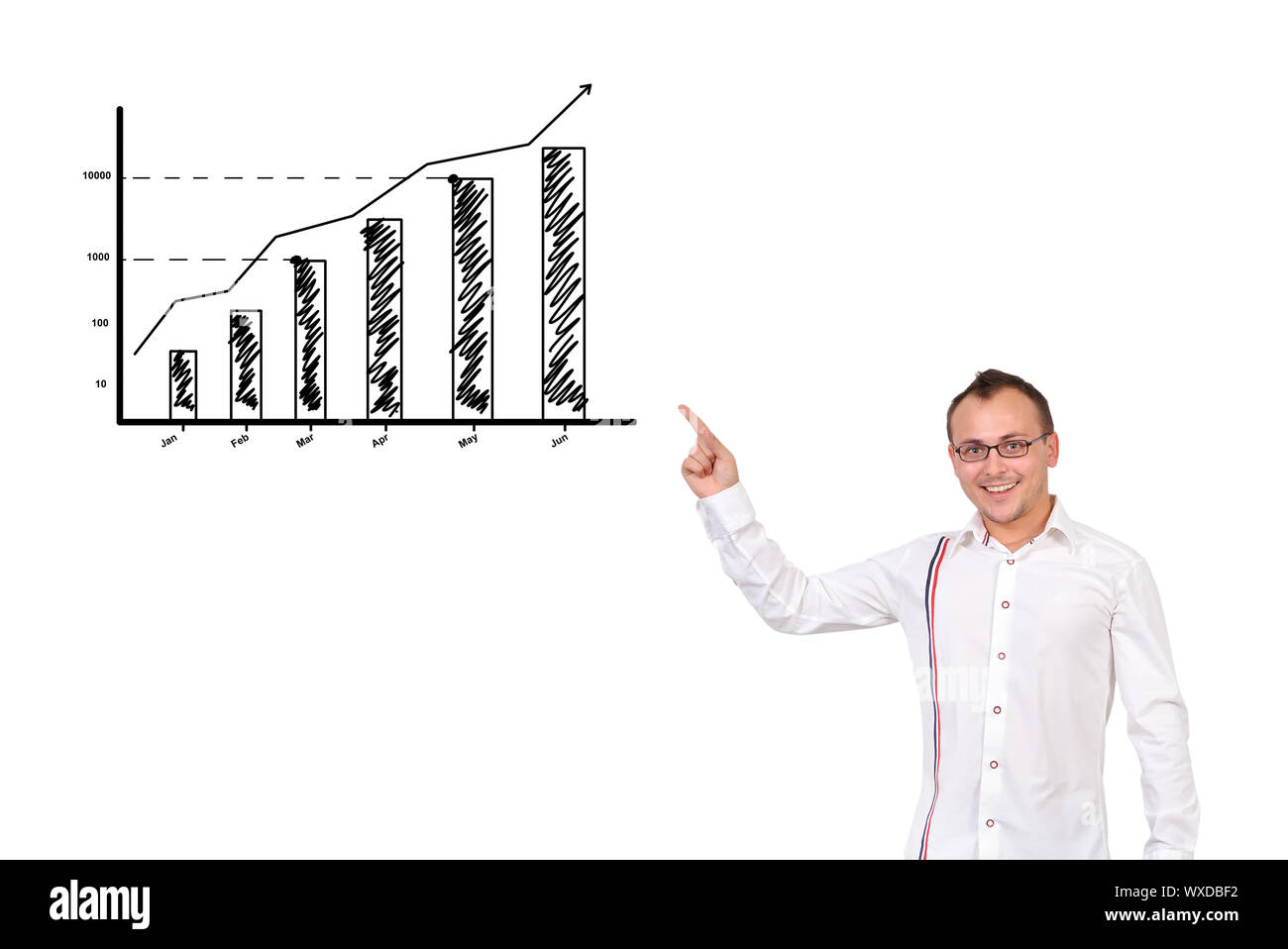 businessman points to chart of profit Stock Photo - Alamy