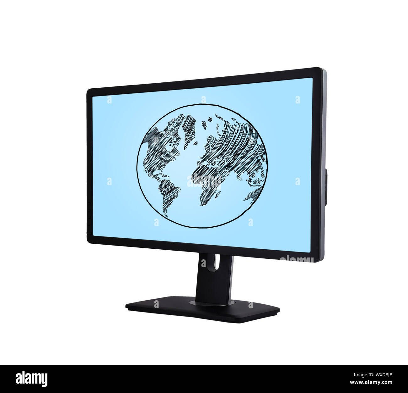 computer monitor with earth on screen Stock Photo - Alamy