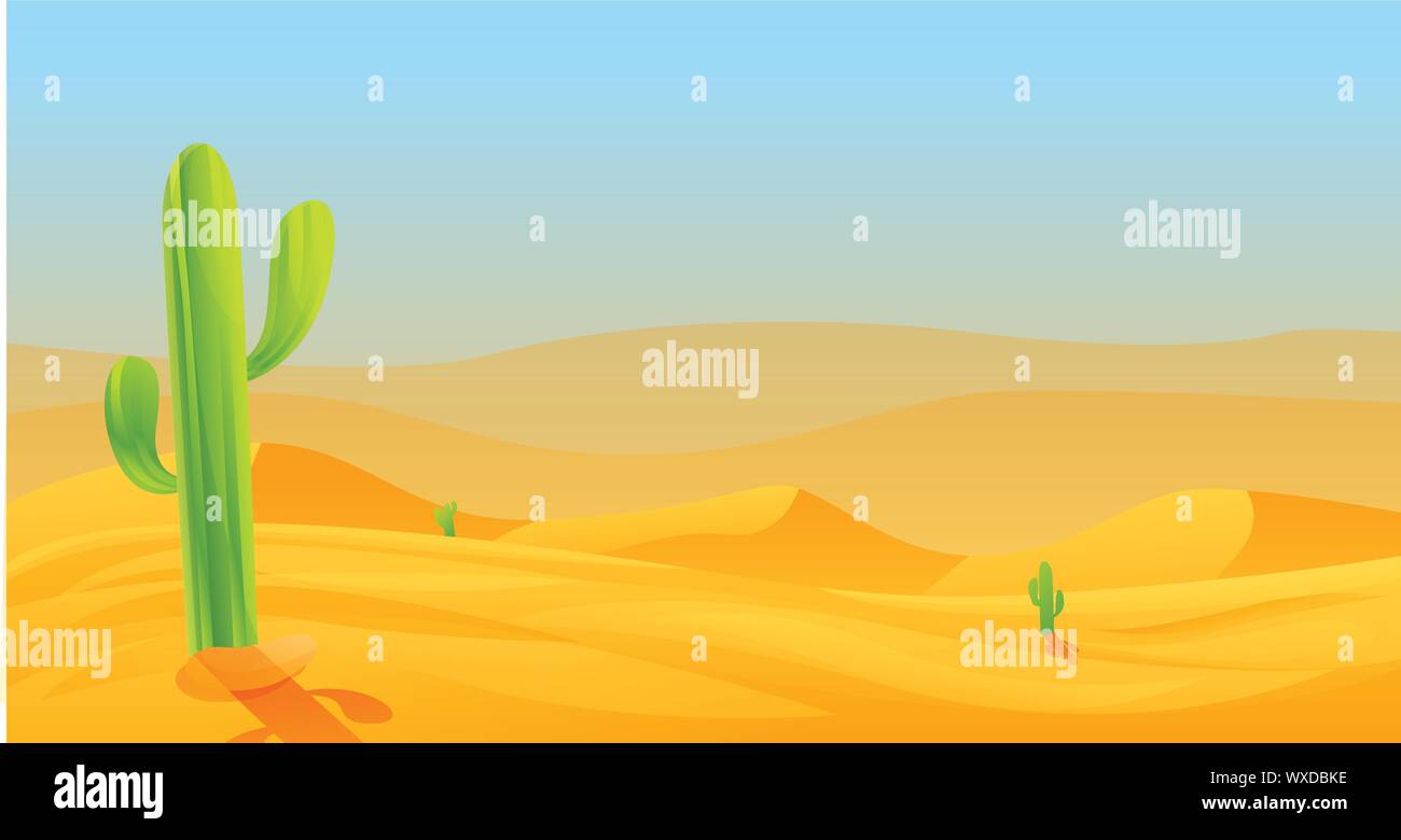 Hot desert concept banner. Cartoon illustration of hot desert vector ...