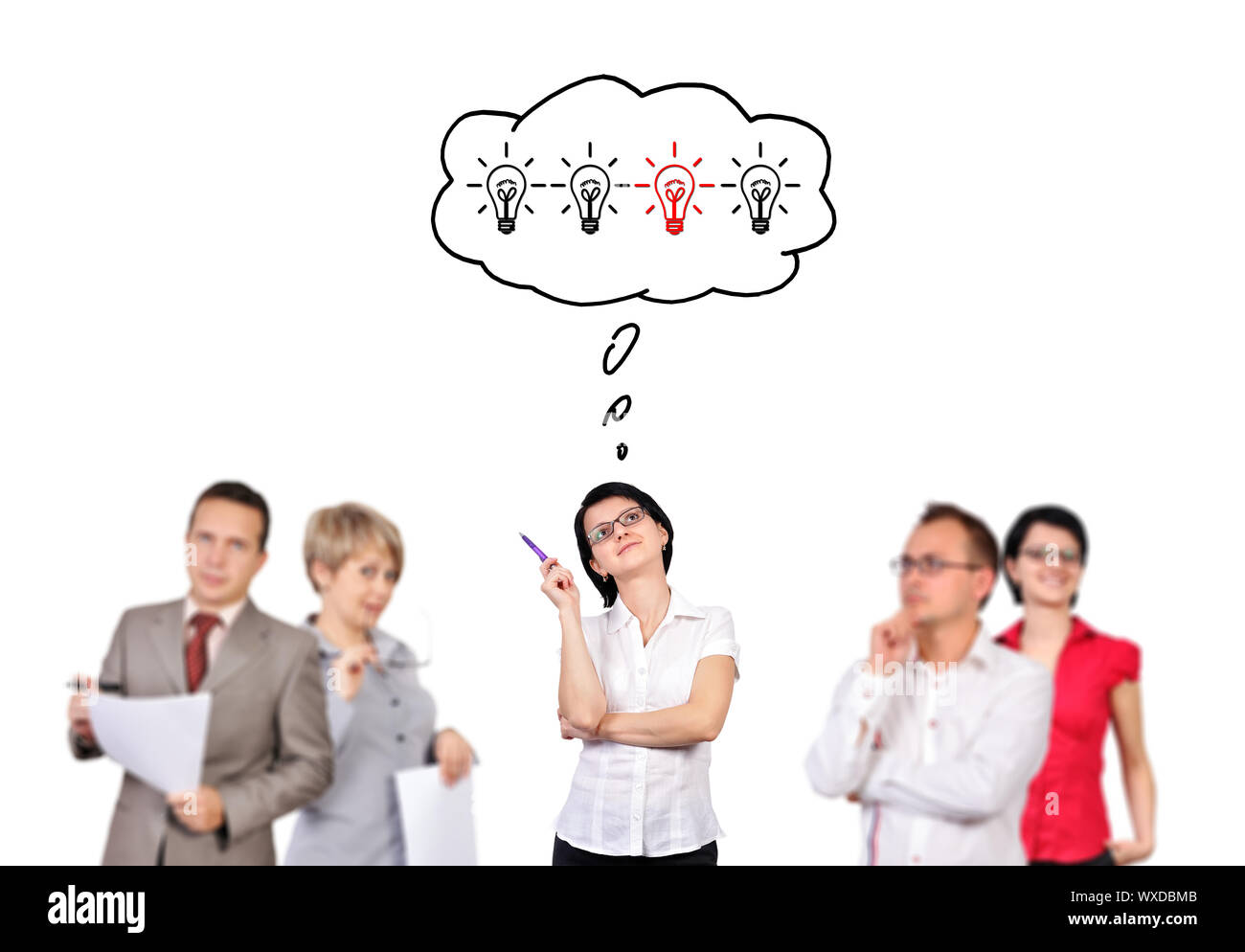 Group of businesspeople dreaming, idea concept Stock Photo - Alamy