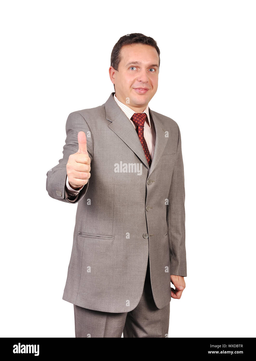 man shows agreement on white background Stock Photo - Alamy