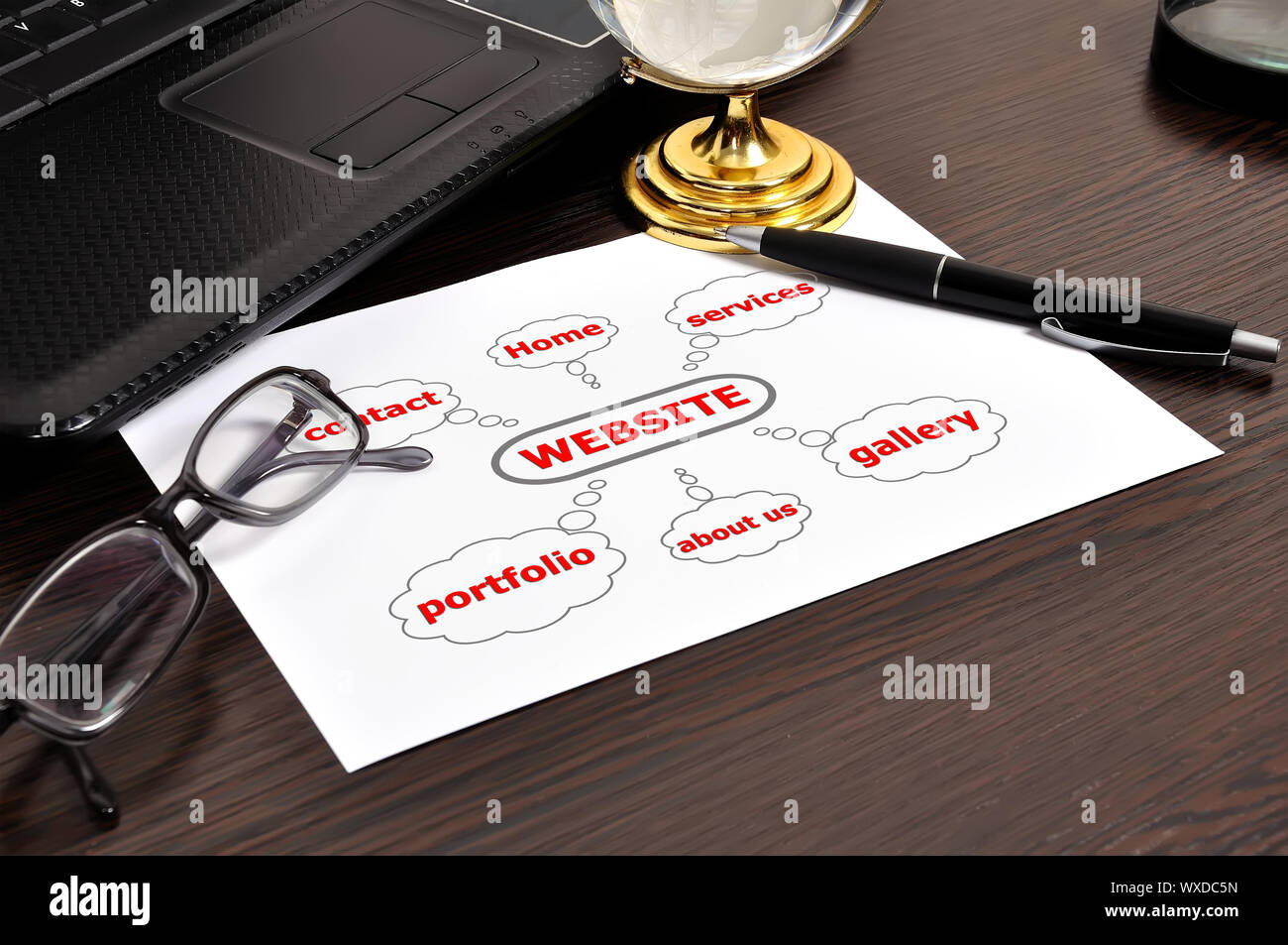 workplace with scheme website on table businessman Stock Photo - Alamy