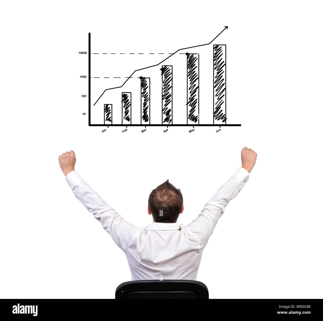 winner businessman looking at chart of profit Stock Photo - Alamy