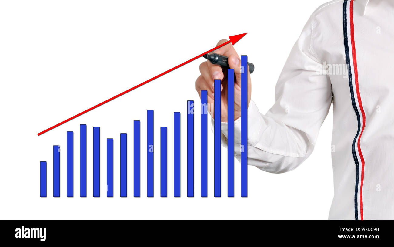 drawing graph showing profit growth Stock Photo - Alamy