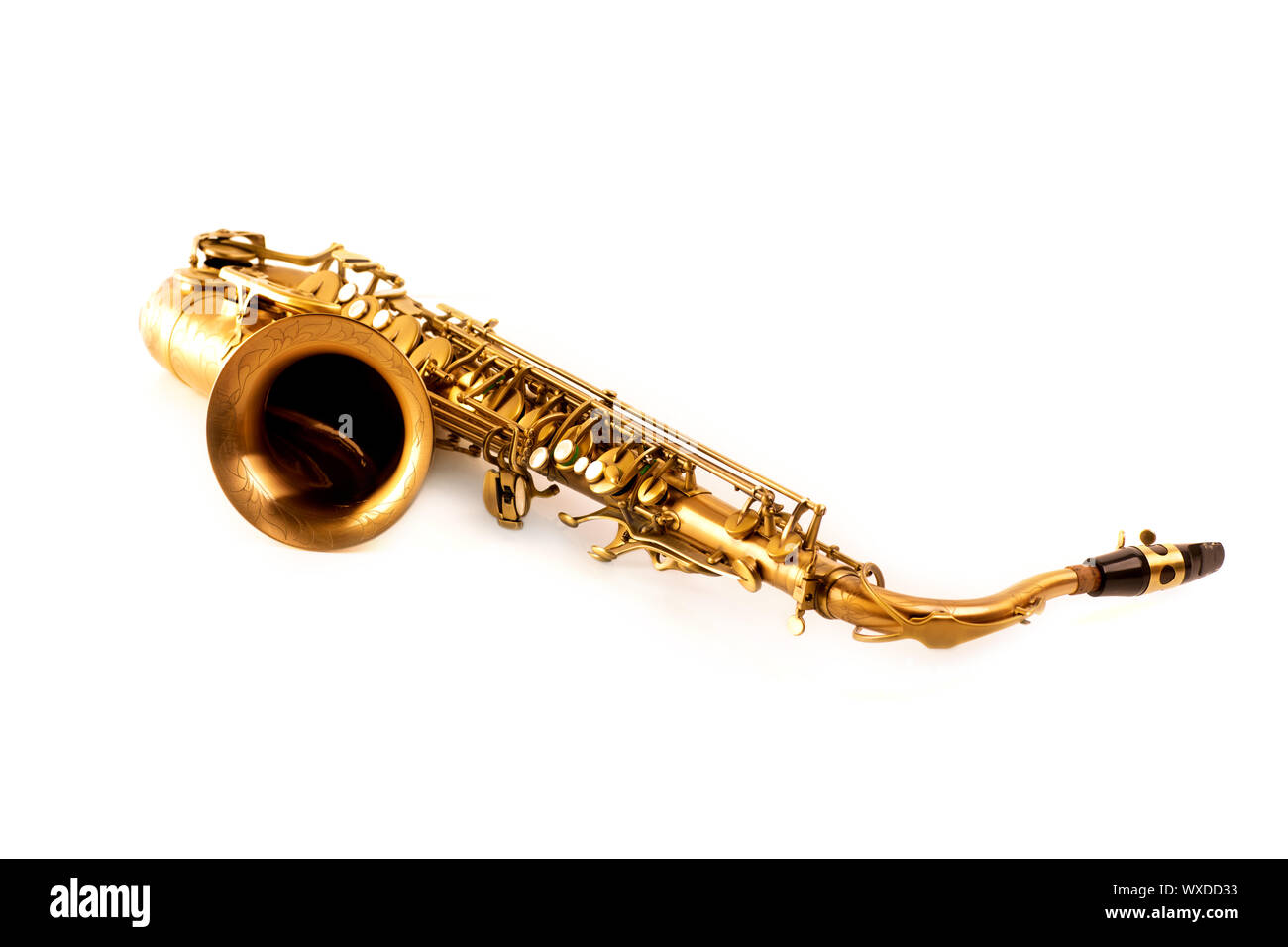 Tenor sax golden saxophone isolated on white background Stock Photo - Alamy