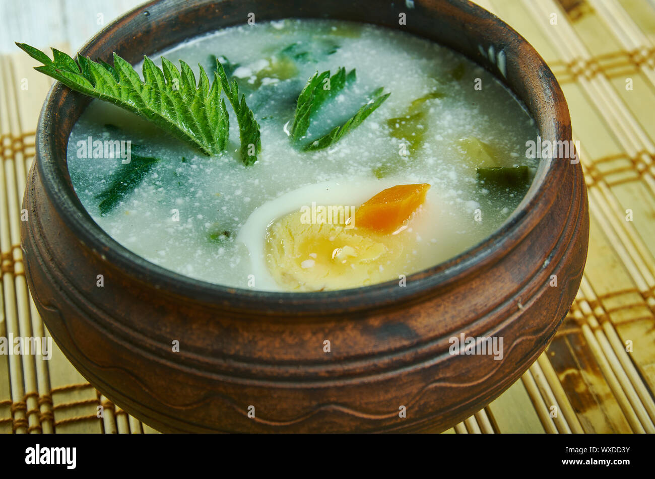Spring vegetable soup nettle Stock Photo - Alamy