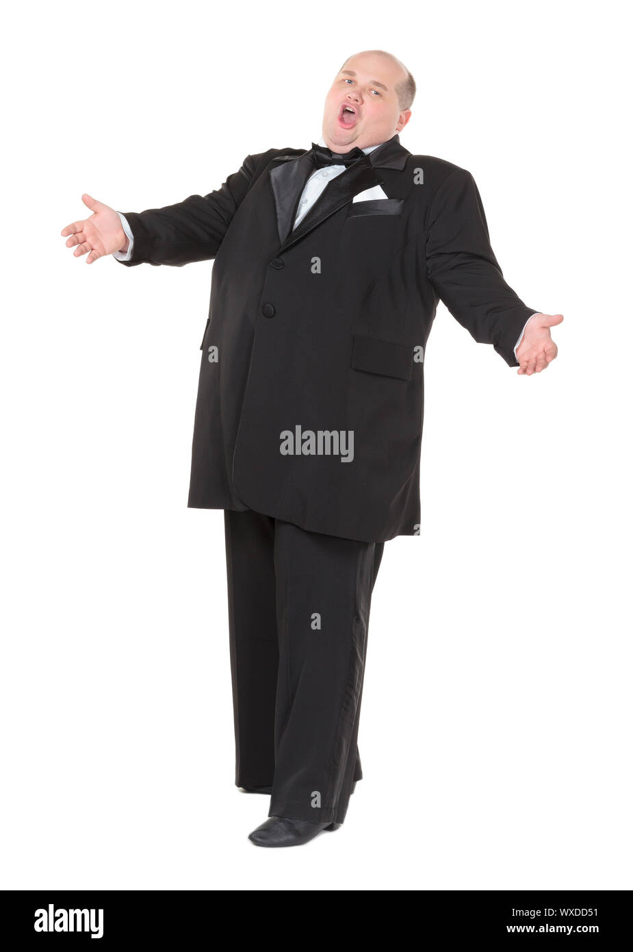 Very overweight cheerful businessman, on white background Stock Photo ...