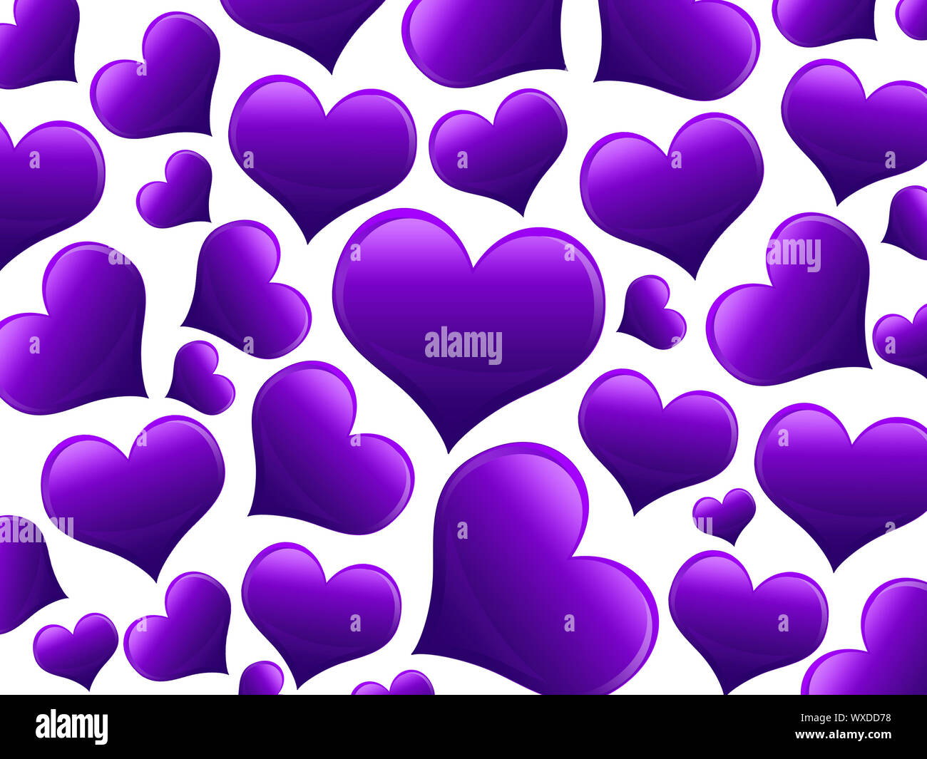 Valentines Day Card with Hearts all in purple Stock Photo - Alamy