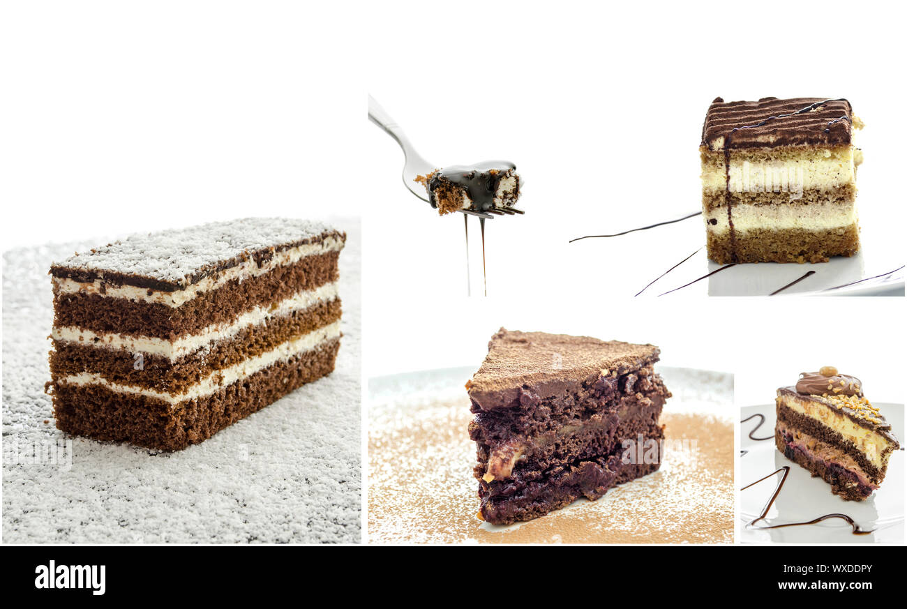 Cakes collage, a set of five photos Stock Photo - Alamy