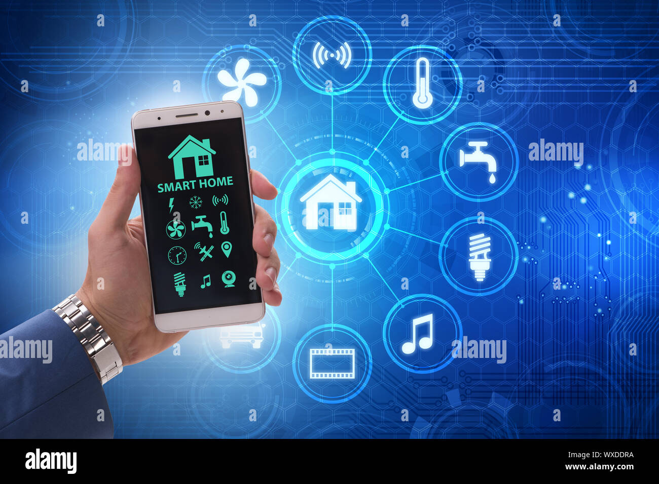 Smart home concept with devices and appliances Stock Photo - Alamy