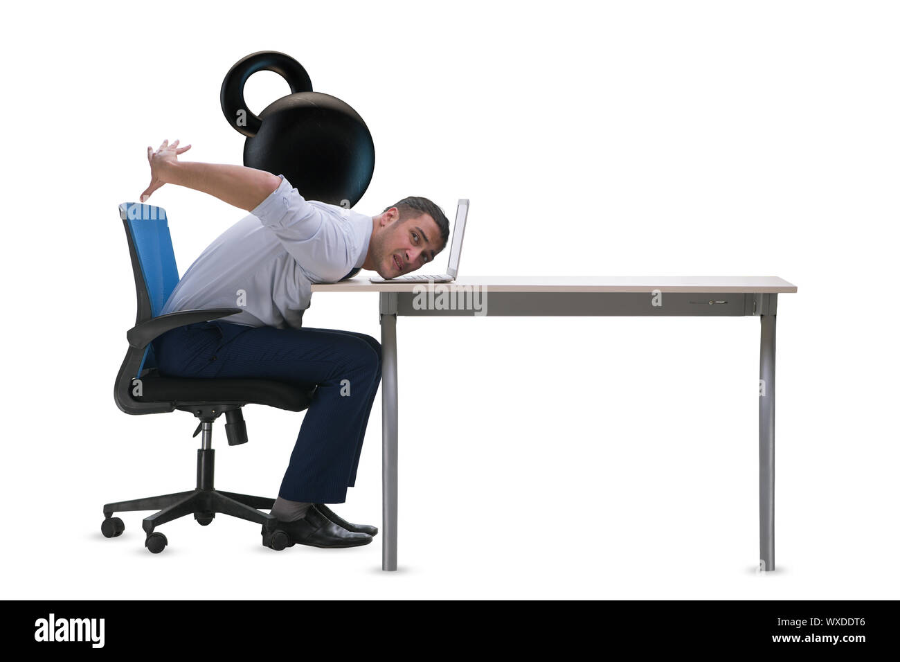Employee with burden of work Stock Photo - Alamy