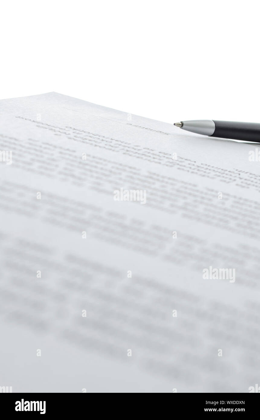 A contract and a pan with white background Stock Photo - Alamy