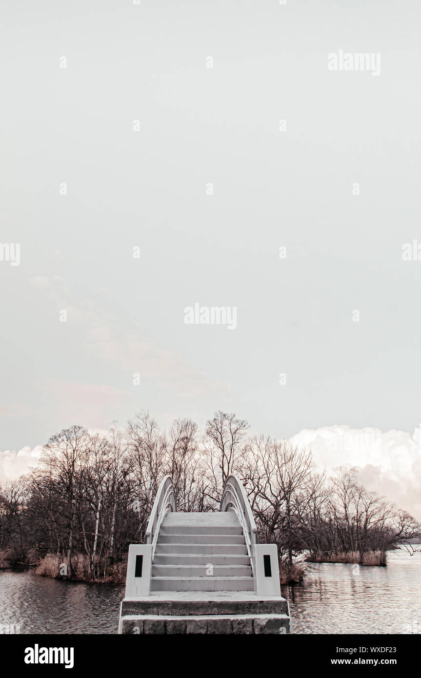 Onuma Koen Quasi -National park nature trail bridge in peaceful cold ...