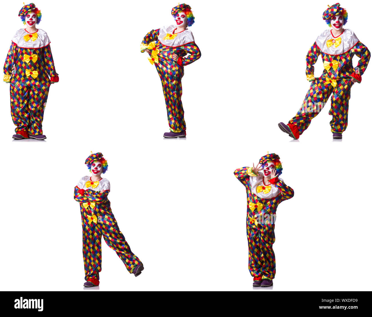 Funny male clown isolated on white Stock Photo - Alamy