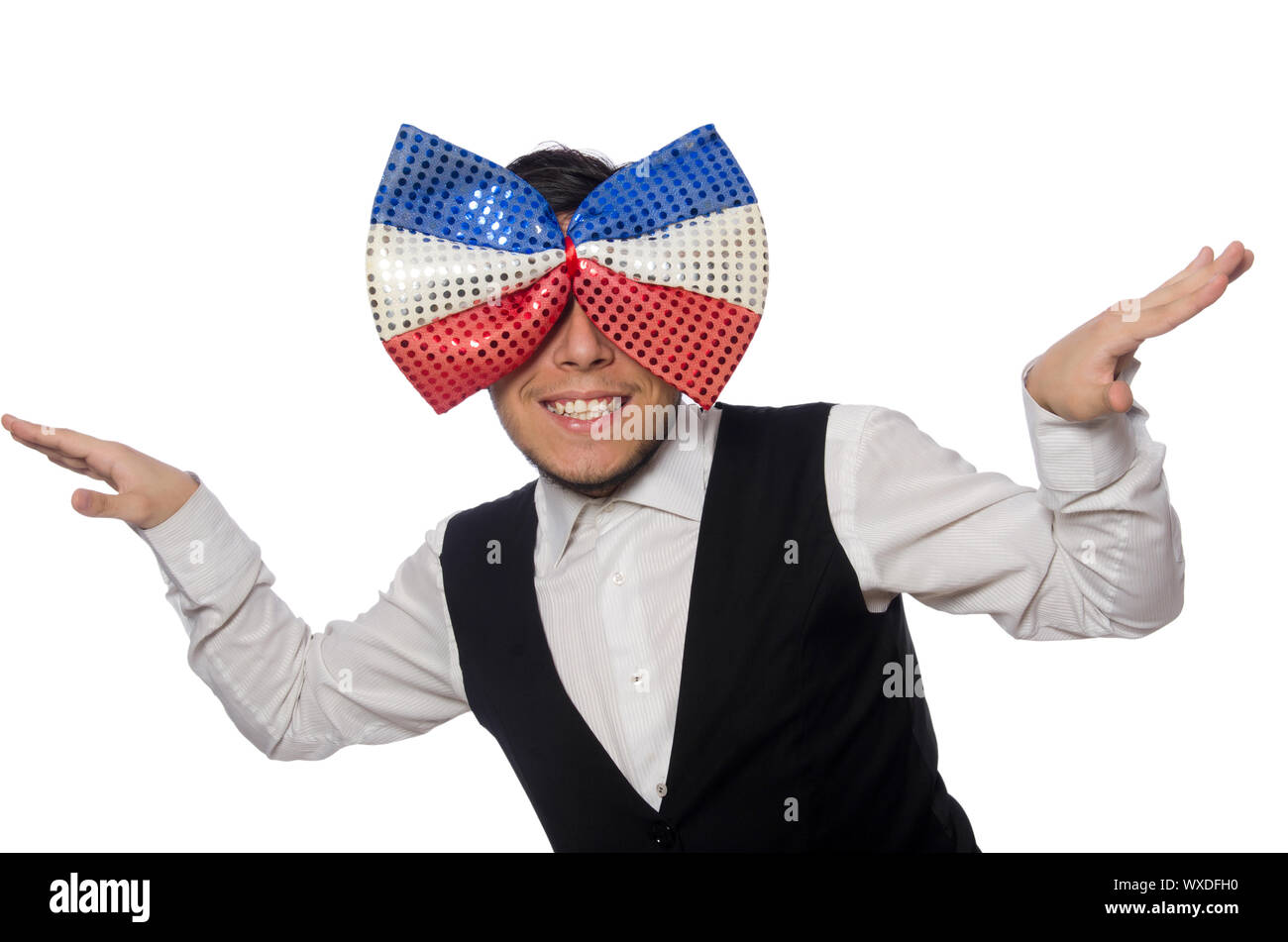 Funny man with giant bow tie Stock Photo - Alamy
