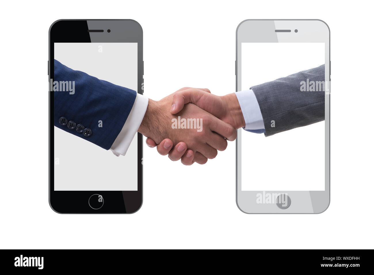 Concept of communication with businessmen handshaking Stock Photo - Alamy