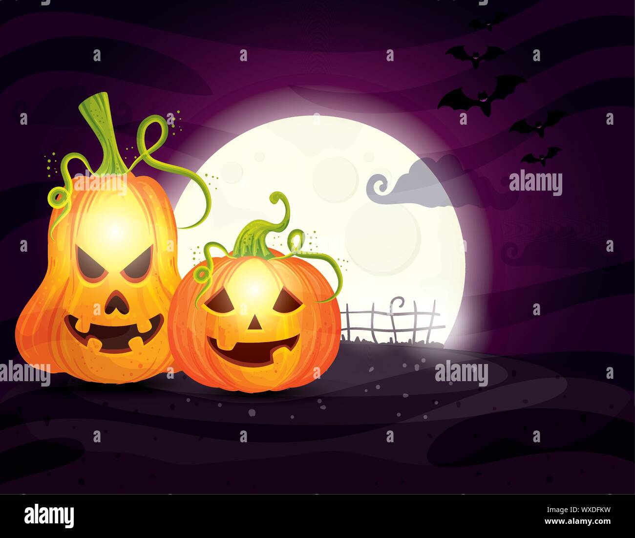 traditional pumpkins in scene halloween Stock Vector Image & Art - Alamy