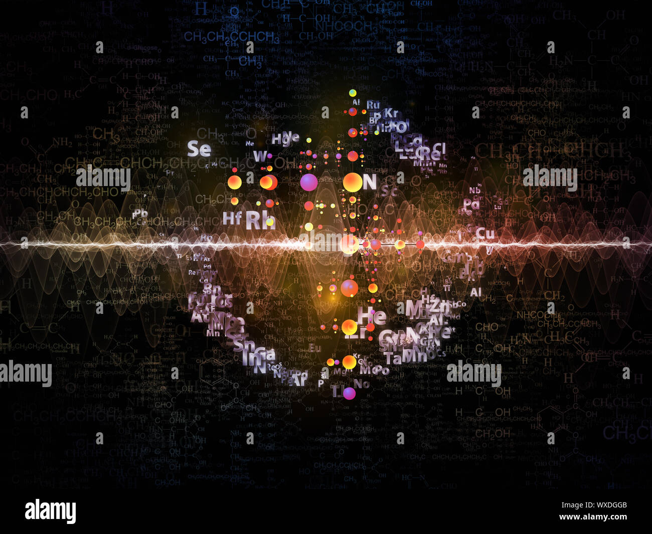 Abstract arrangement of chemistry related design elements suitable as ...